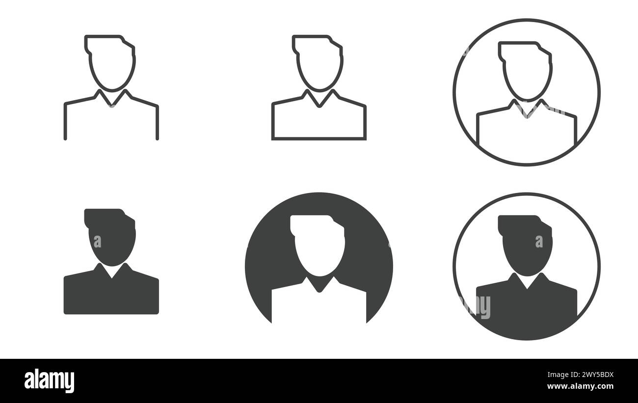 Set of User Profile Icons Isolated on White Background Stock Vector ...