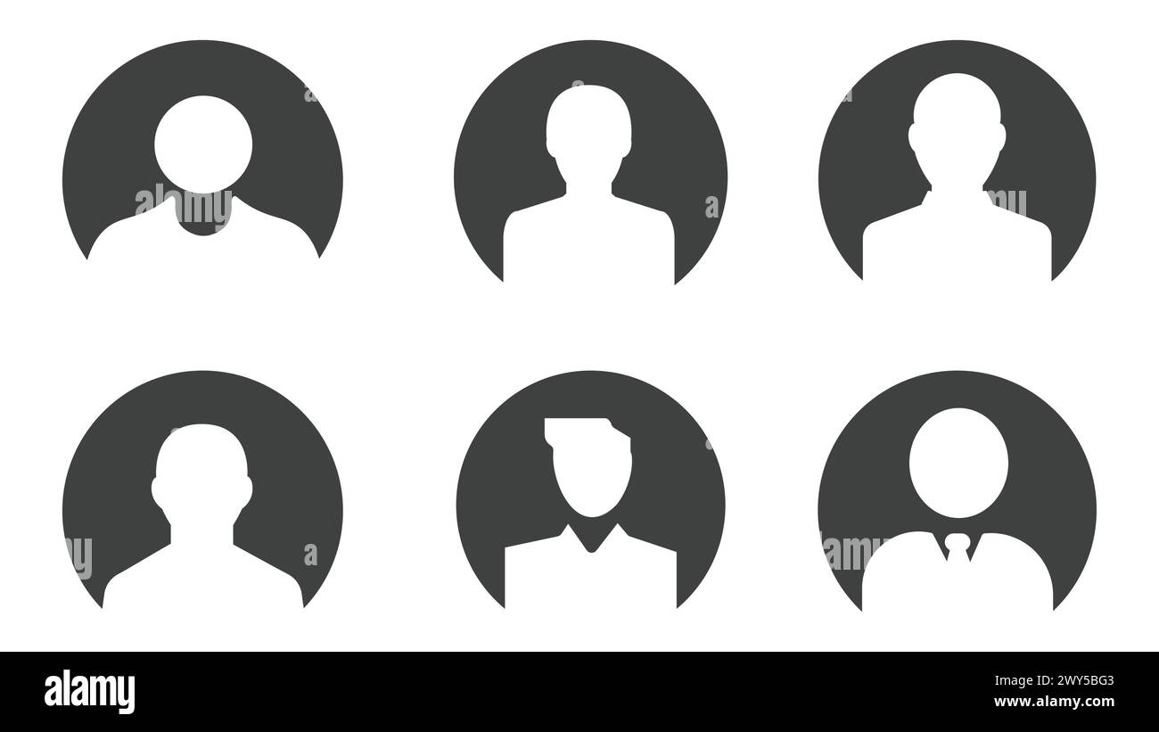 Set of User Profile Icons Isolated on White Background Stock Vector ...