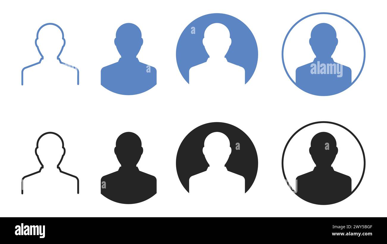 Set of User Profile Icons Isolated on White Background Stock Vector ...