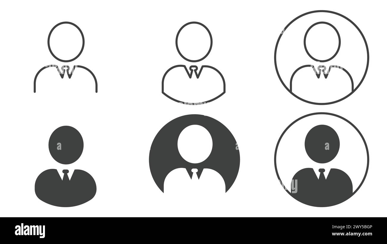 Set of User Profile Icons Isolated on White Background Stock Vector ...