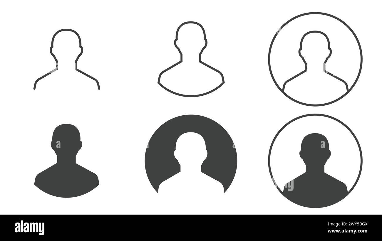 Set of User Profile Icons Isolated on White Background Stock Vector ...