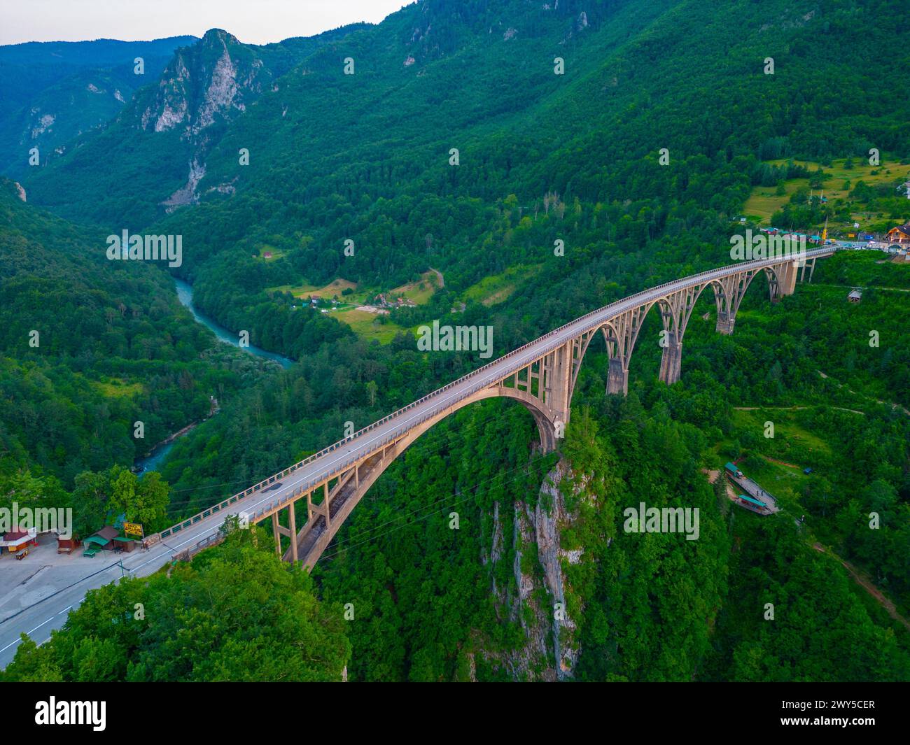 Sunset view of Djurdjevica Tara bridge in Montenegro Stock Photo - Alamy