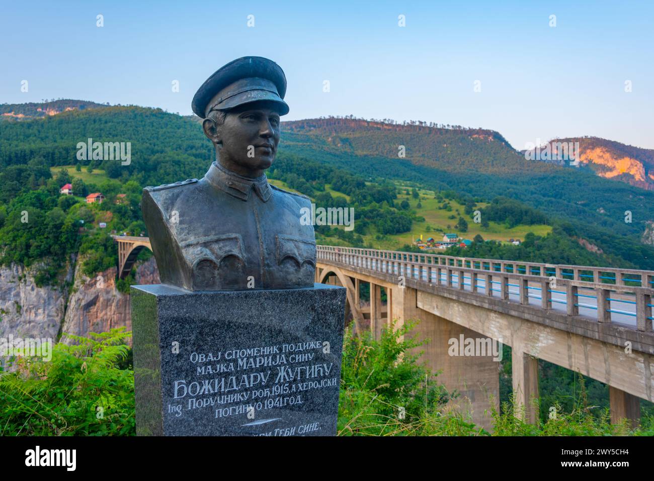 Memorial of Bozidar Zugic at Tara river bridge in Montenegro Stock ...