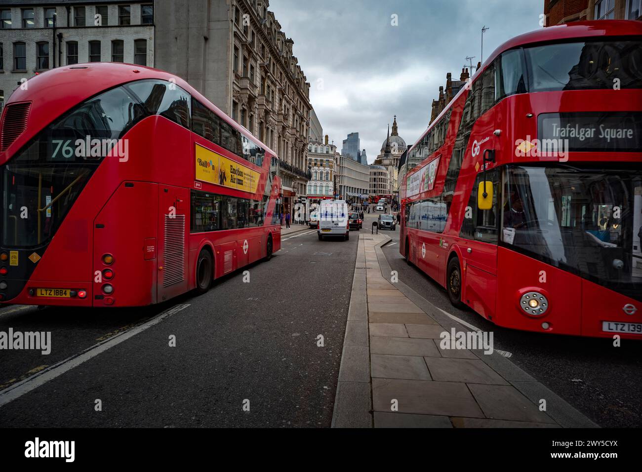 London Fleet Street St Pauls Cathedral Red London Buses March 2024 ...