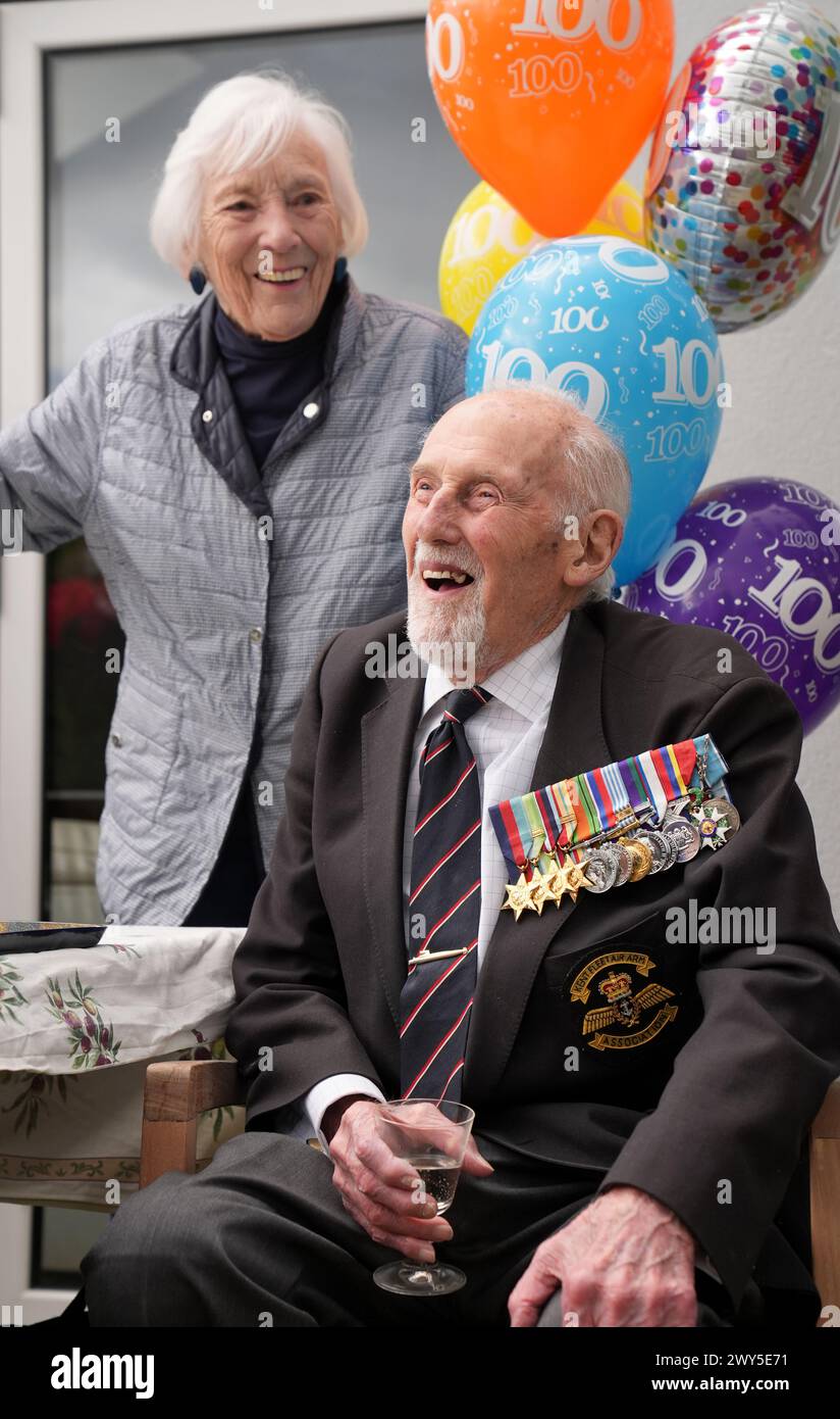 D-Day veteran John Roberts celebrates his 100th birthday with his wife ...