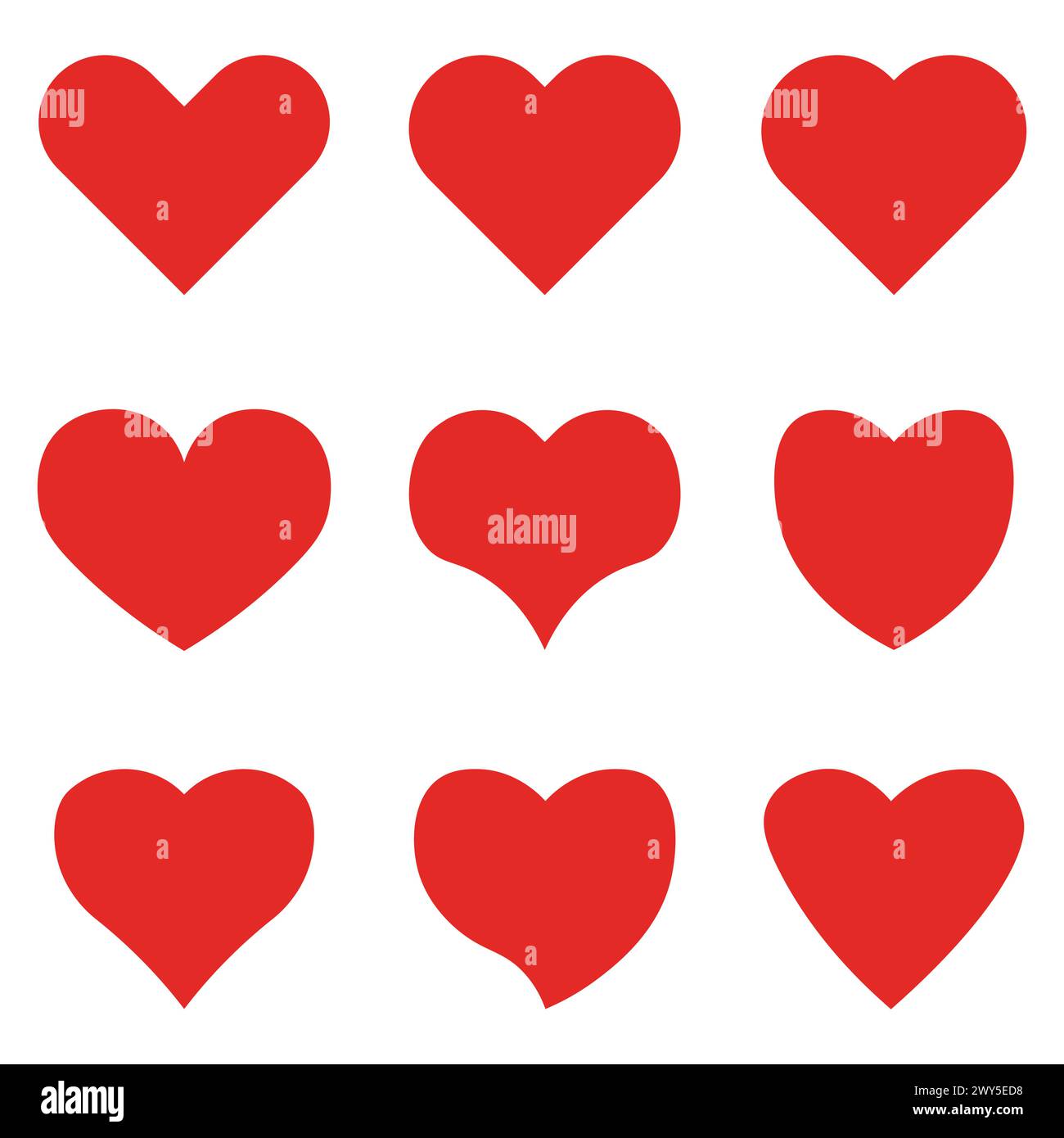 Collection of Illustrated Heart Icons with Different Shapes Stock ...