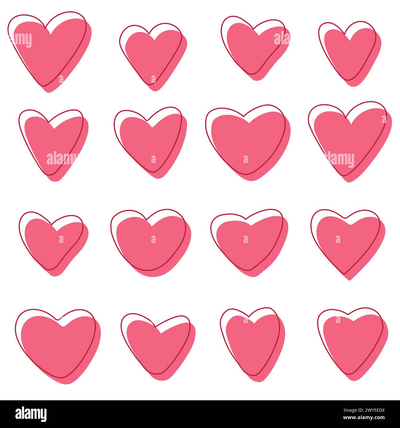 Collection of Illustrated Heart Icons with Different Shapes Stock ...