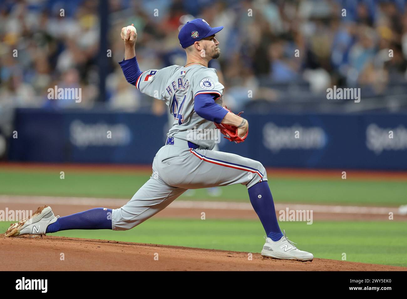 St. Petersburg, FL: Texas Rangers starting pitcher Andrew Heaney (44 ...