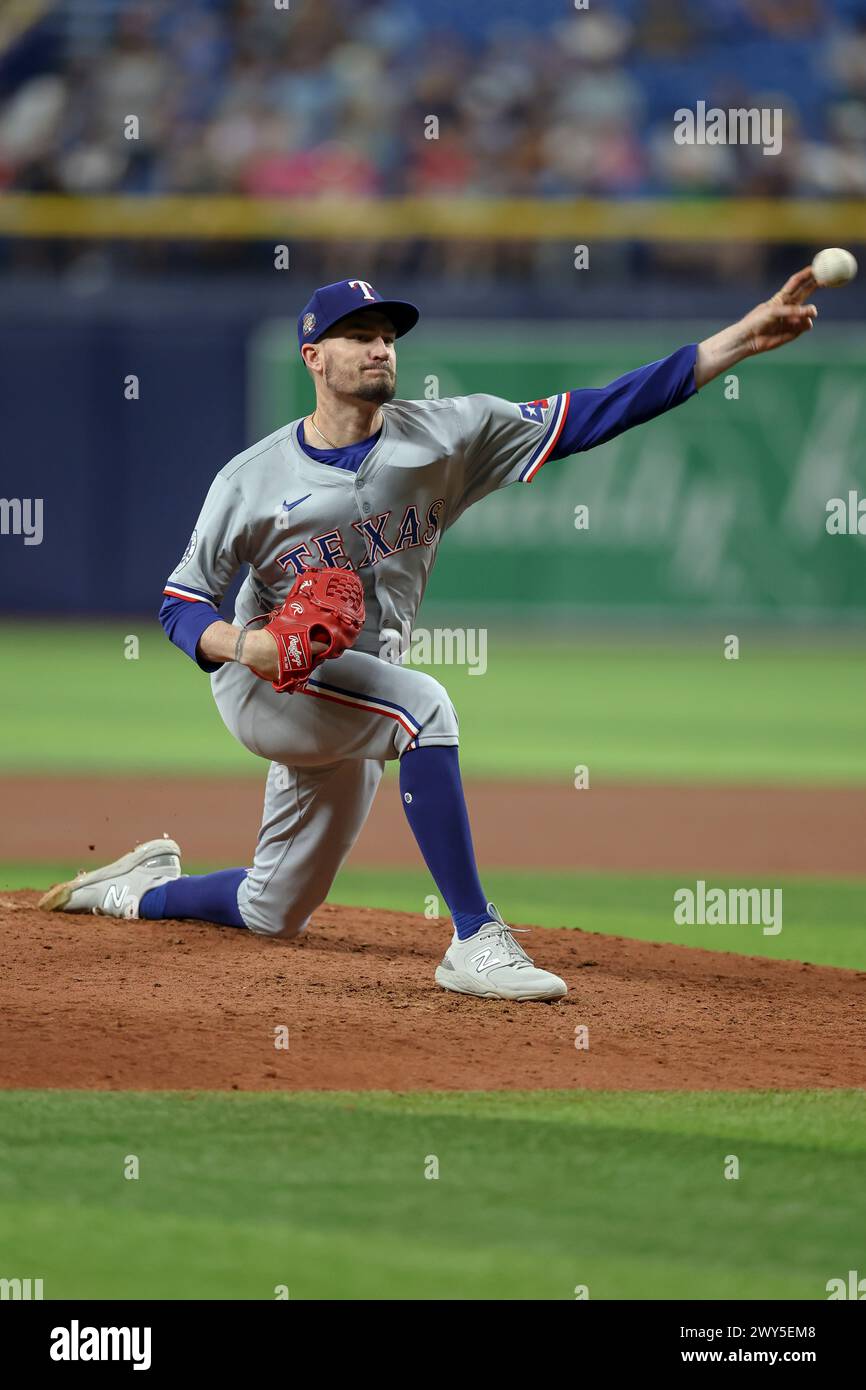 St. Petersburg, FL: Texas Rangers starting pitcher Andrew Heaney (44 ...
