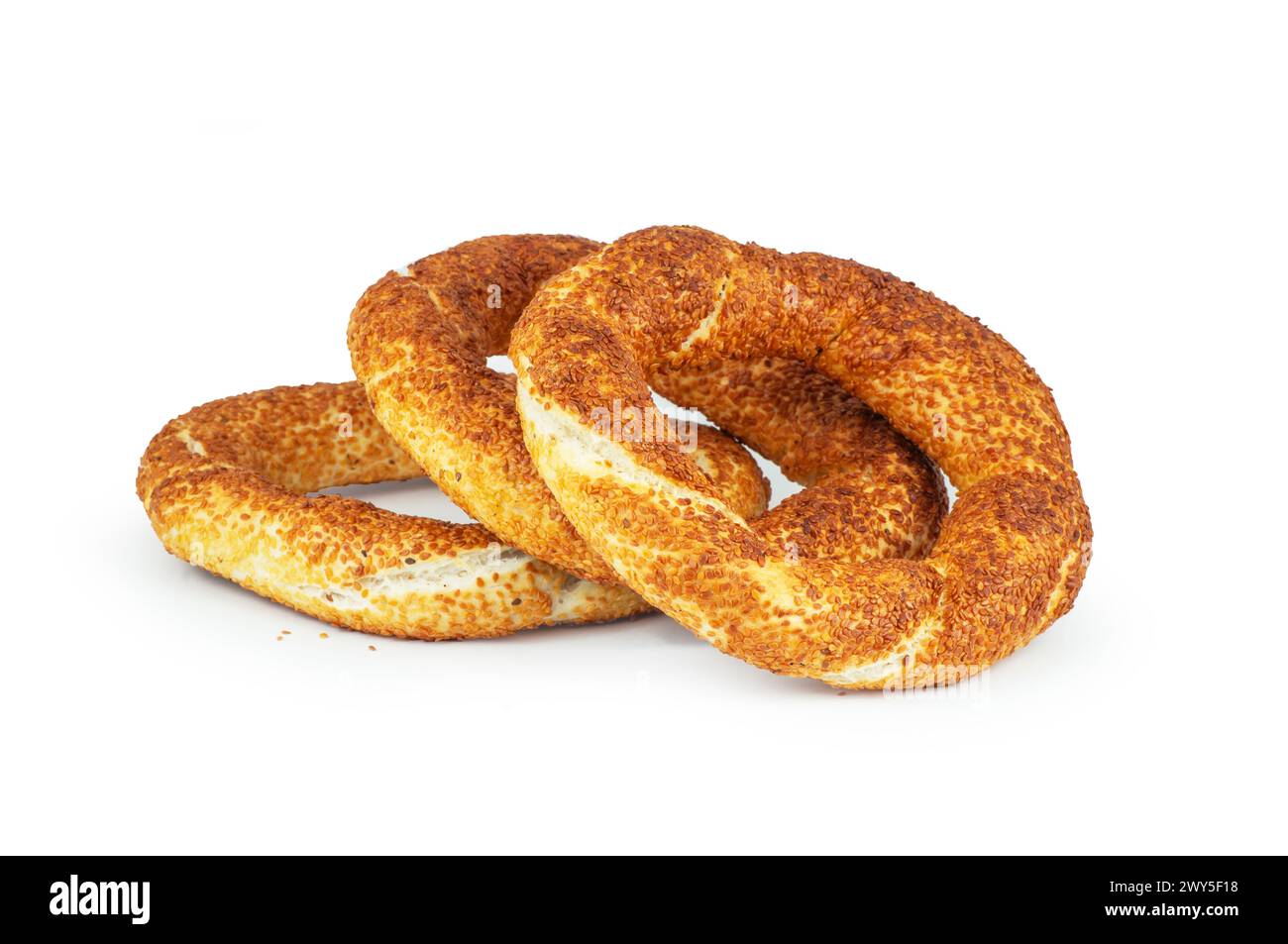 Turkish traditional bagel - simit with sesame isolated on white ...