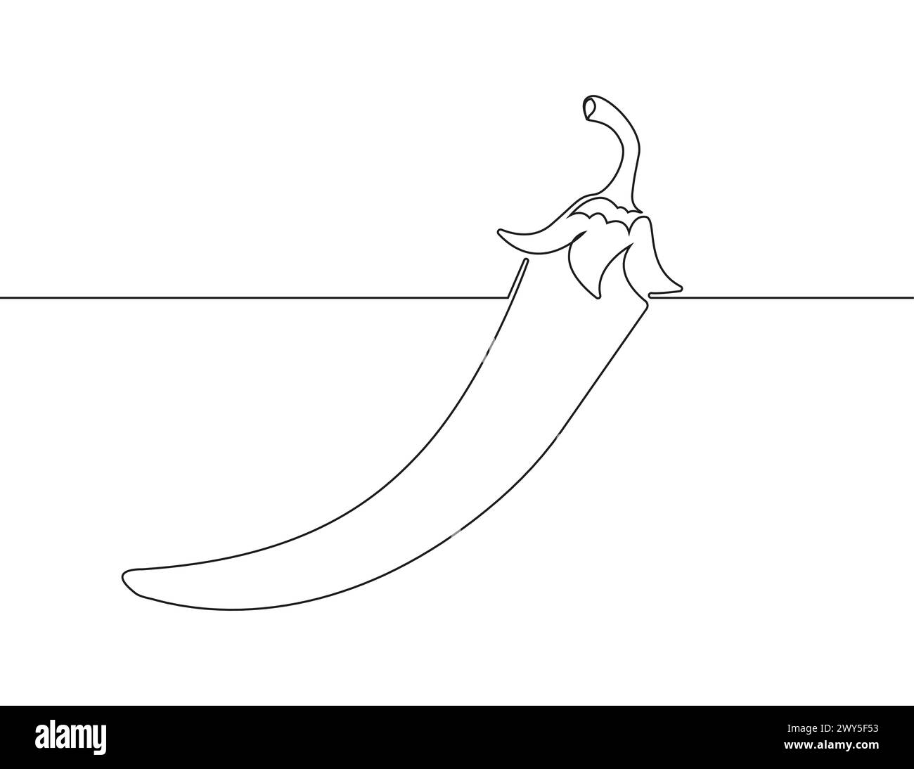 Chili pepper in continuous line vector. Hot pepper, cayenne, habanero ...
