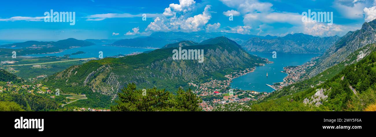 Aerial view of Boka Kotorska bay and Tivat in Montenegro Stock Photo ...