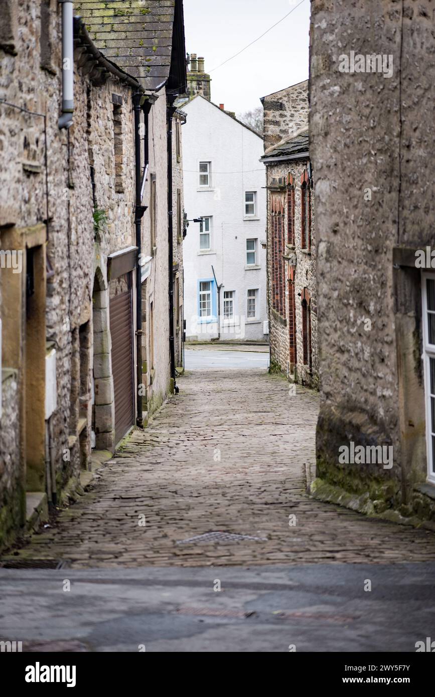 View down Castle Hill in Settle, North Yorkshire, where the former ...