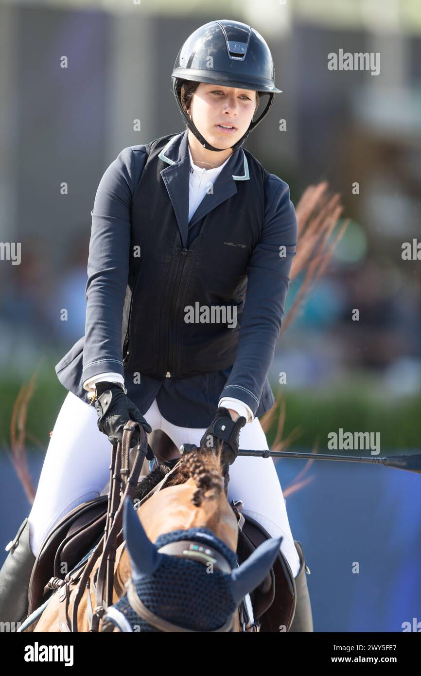 Miami Beach, USA - April 3, 2024. Clara Propp of the USA riding ...