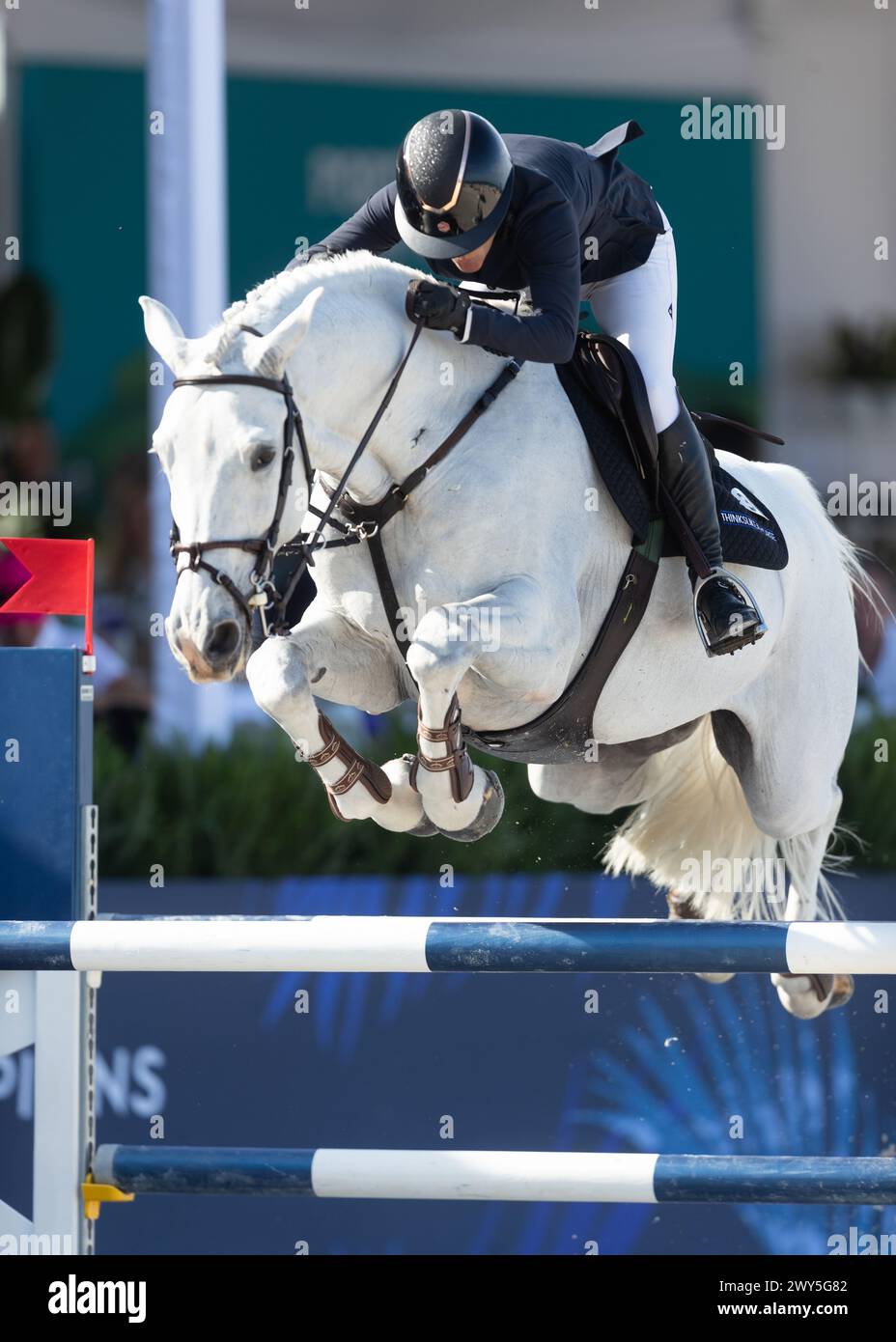 Miami Beach, USA - April 3, 2024. Mallory Vale of the USA and riding ...