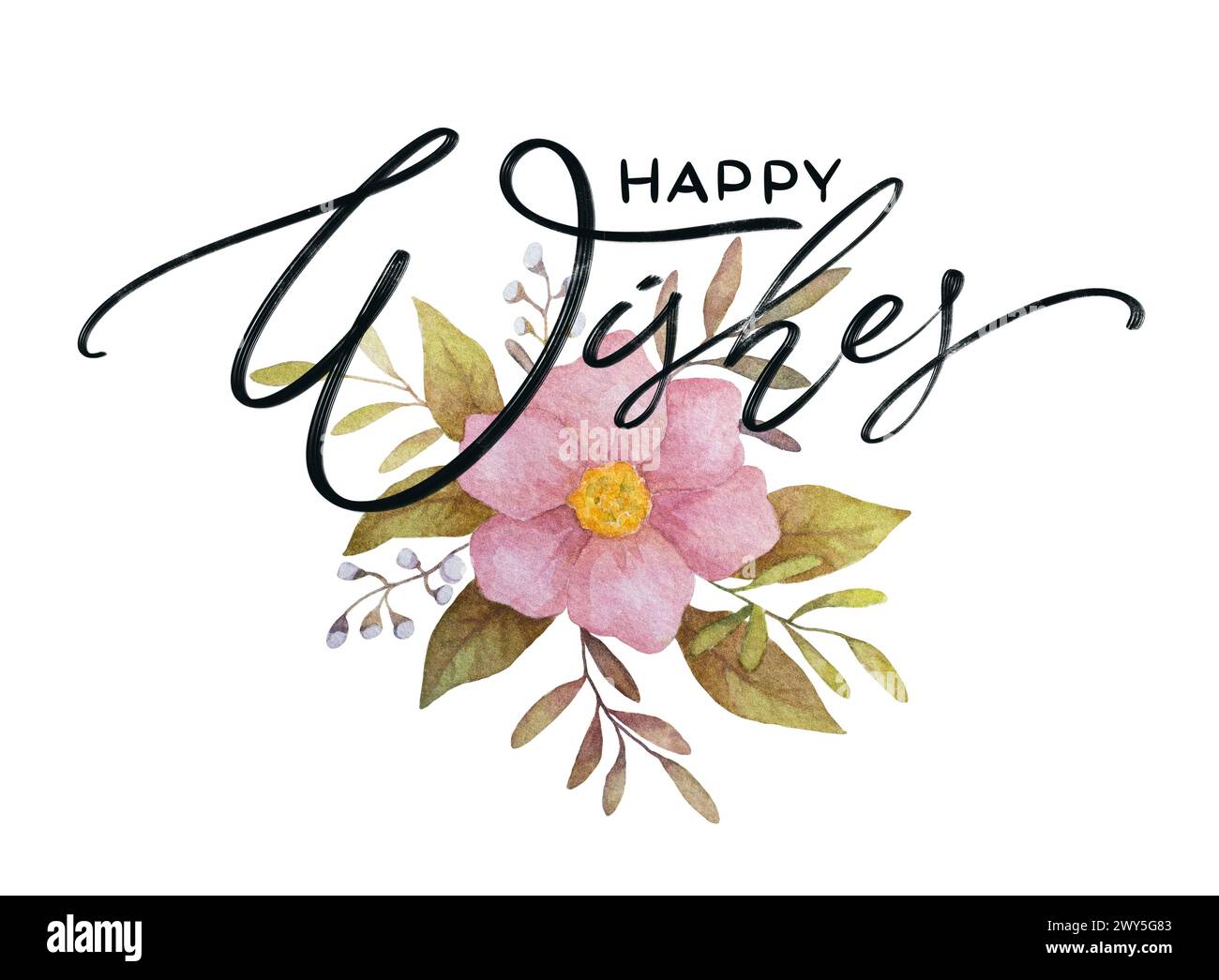 Gentle Rosehip Flower Illustration. Floral Composition with Happy ...