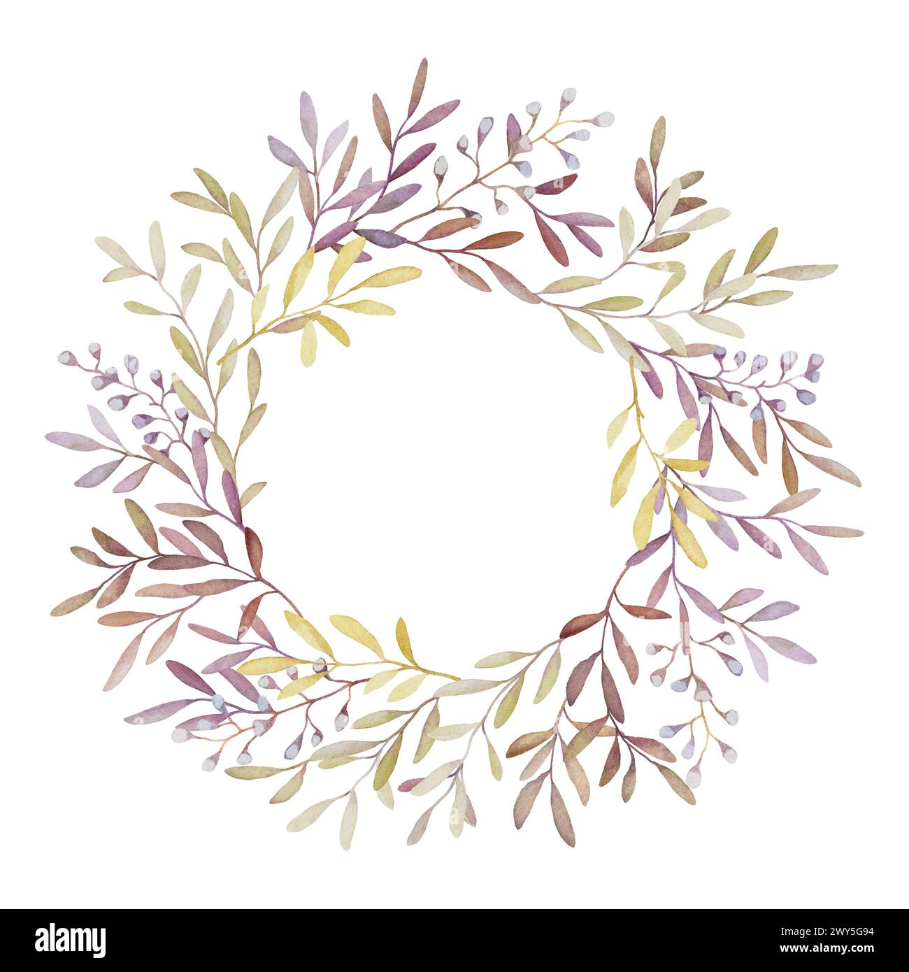Green Pink Floral Wreath Clipart. Spring Watercolor Wreath Illustration ...