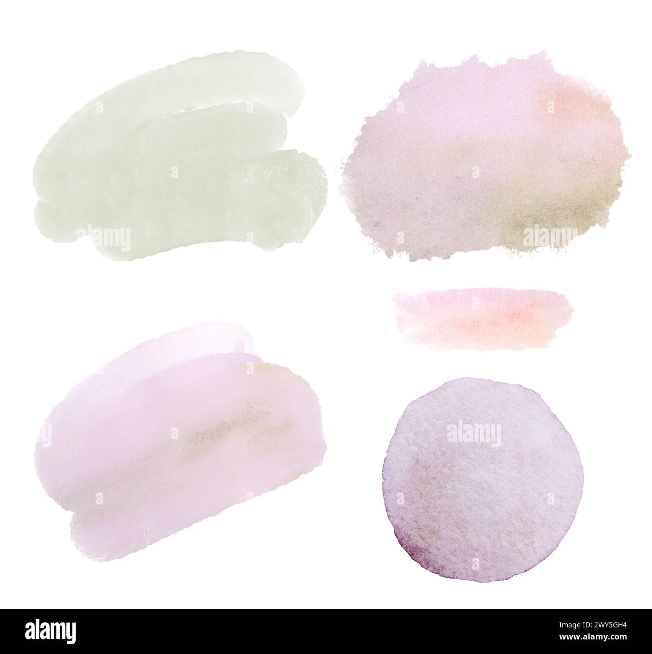 Pink Green Watercolor Spots, Delicate Spots Watercolor Set, Watercolor ...