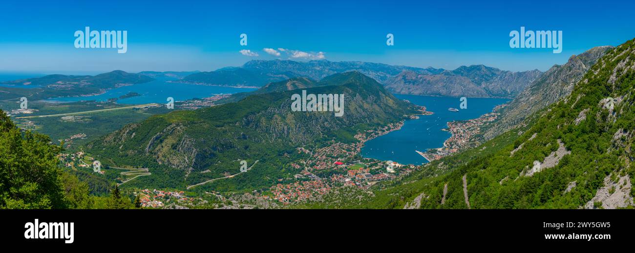 Aerial view of Boka Kotorska bay and Tivat in Montenegro Stock Photo ...