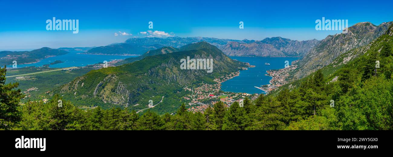 Aerial view of Boka Kotorska bay and Tivat in Montenegro Stock Photo ...