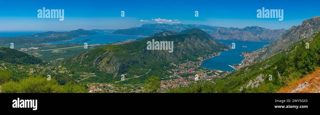 Aerial view of Boka Kotorska bay and Tivat in Montenegro Stock Photo ...