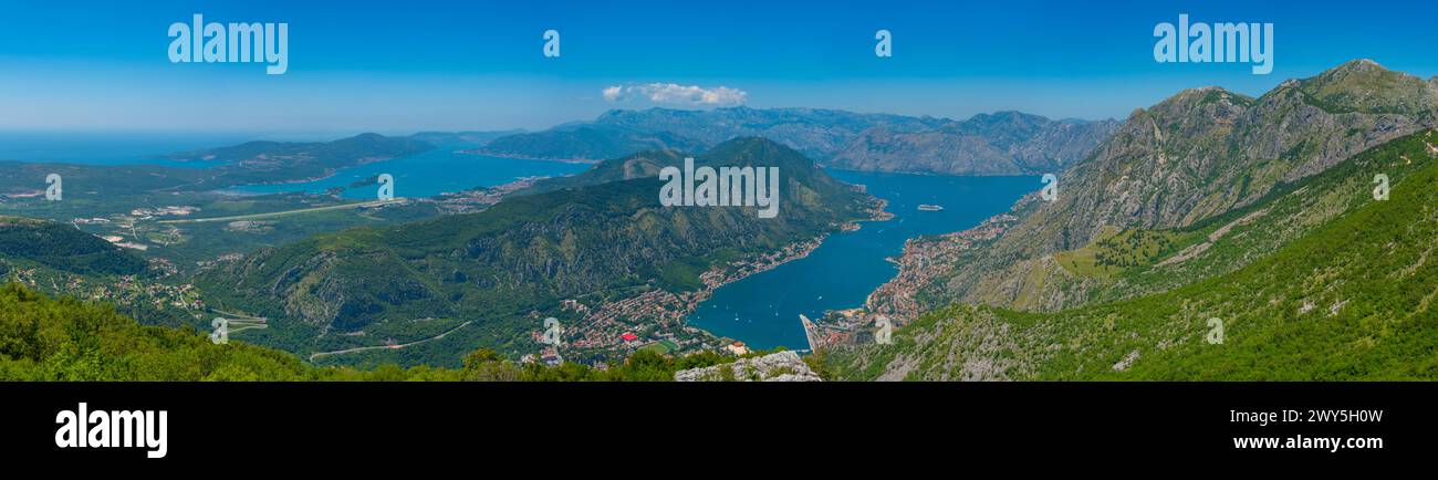 Aerial view of Boka Kotorska bay and Tivat in Montenegro Stock Photo ...