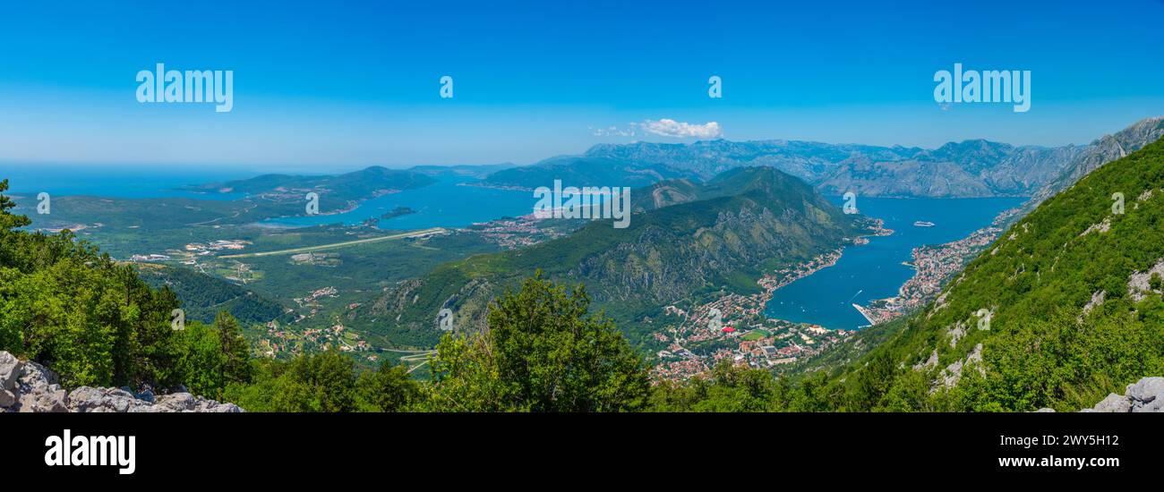 Aerial view of Boka Kotorska bay and Tivat in Montenegro Stock Photo ...