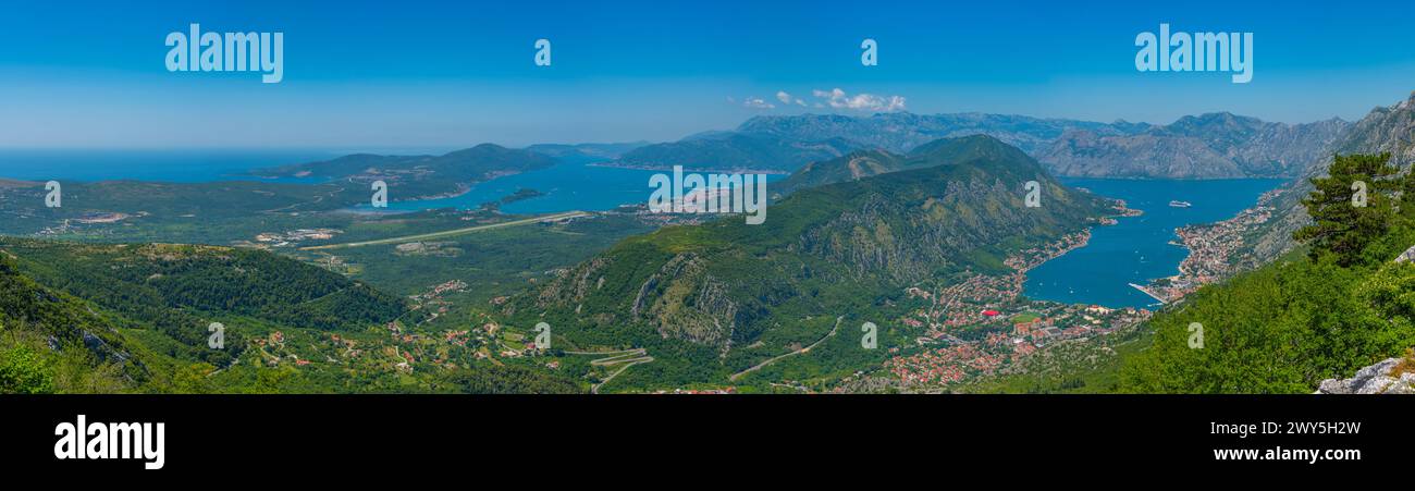 Aerial view of Boka Kotorska bay and Tivat in Montenegro Stock Photo ...