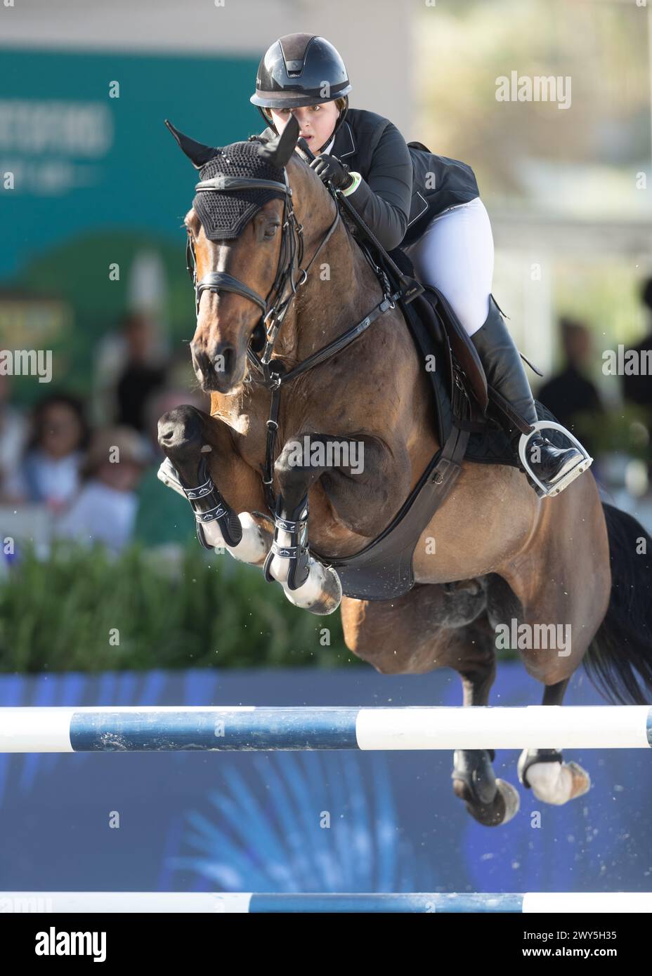 Riders and their horses compete at the Longines Global Champions League ...