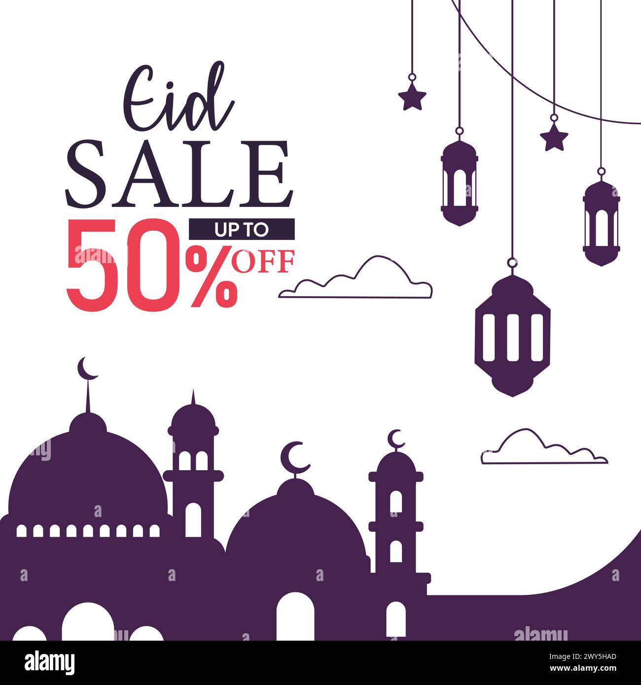 Eid Festival Special Offer Social Media Post Template. Eid Sale Concept ...