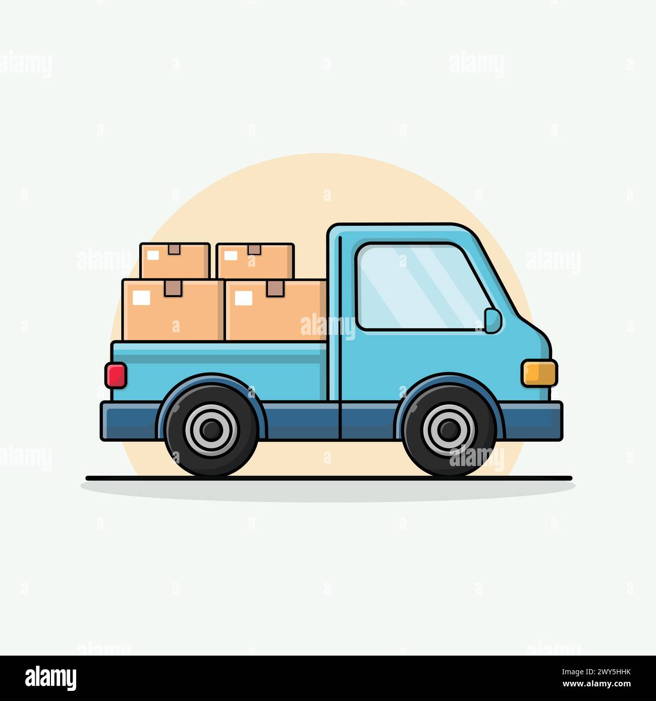Flat Delivery Truck with Boxes Vector Illustration. Home Delivery ...
