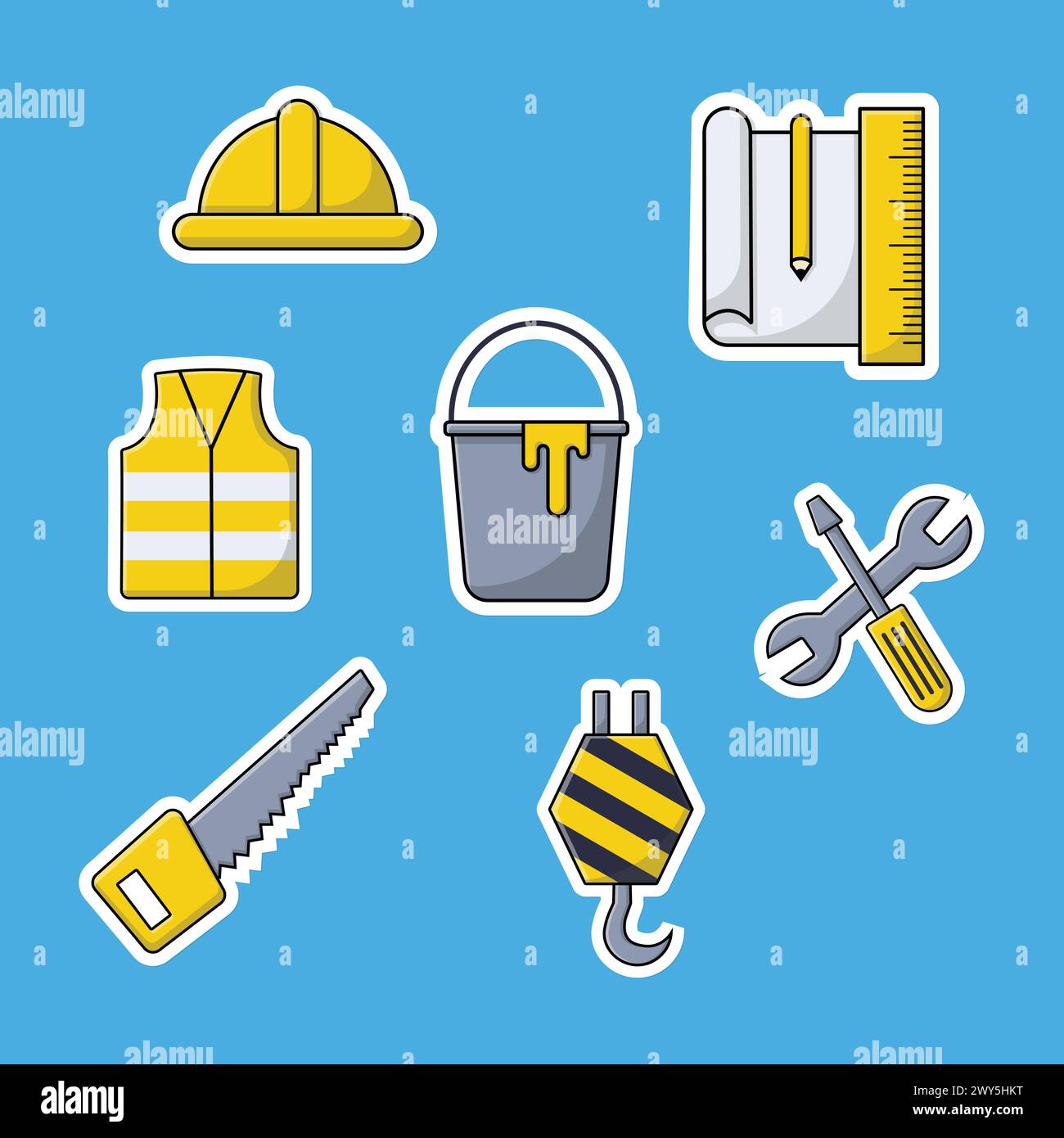 Construction Elements Vector Sticker Set Stock Vector Image & Art - Alamy