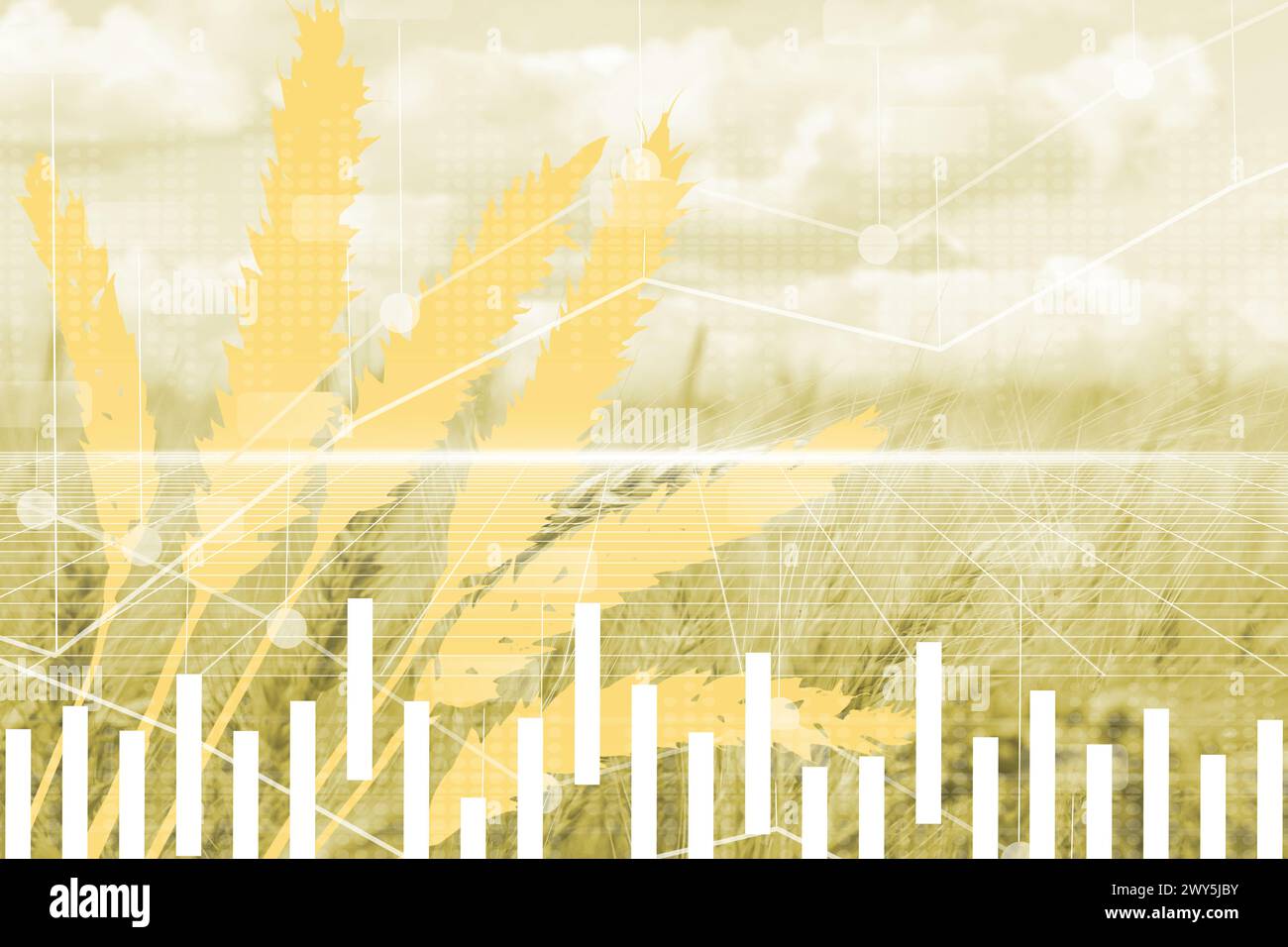 Grain prices. Wheat field and graphs, double exposure Stock Photo - Alamy