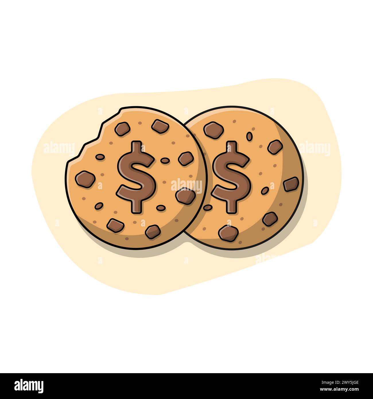 Dollar Cookie Vector Illustration. Food Snack Concept Design Dollar ...