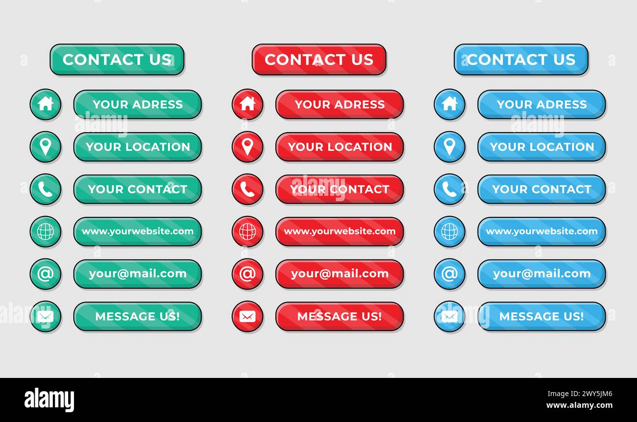 Vector Collection of Contact Buttons Isolated Flat Design Stock Vector ...