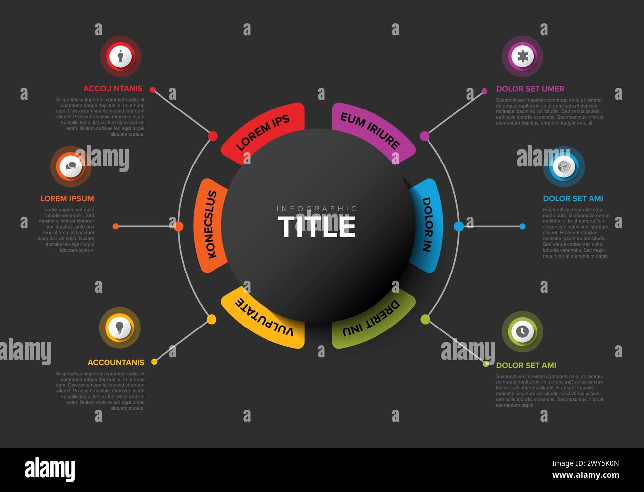 Simple Colorful Circular Infographic Design Template with six element ...