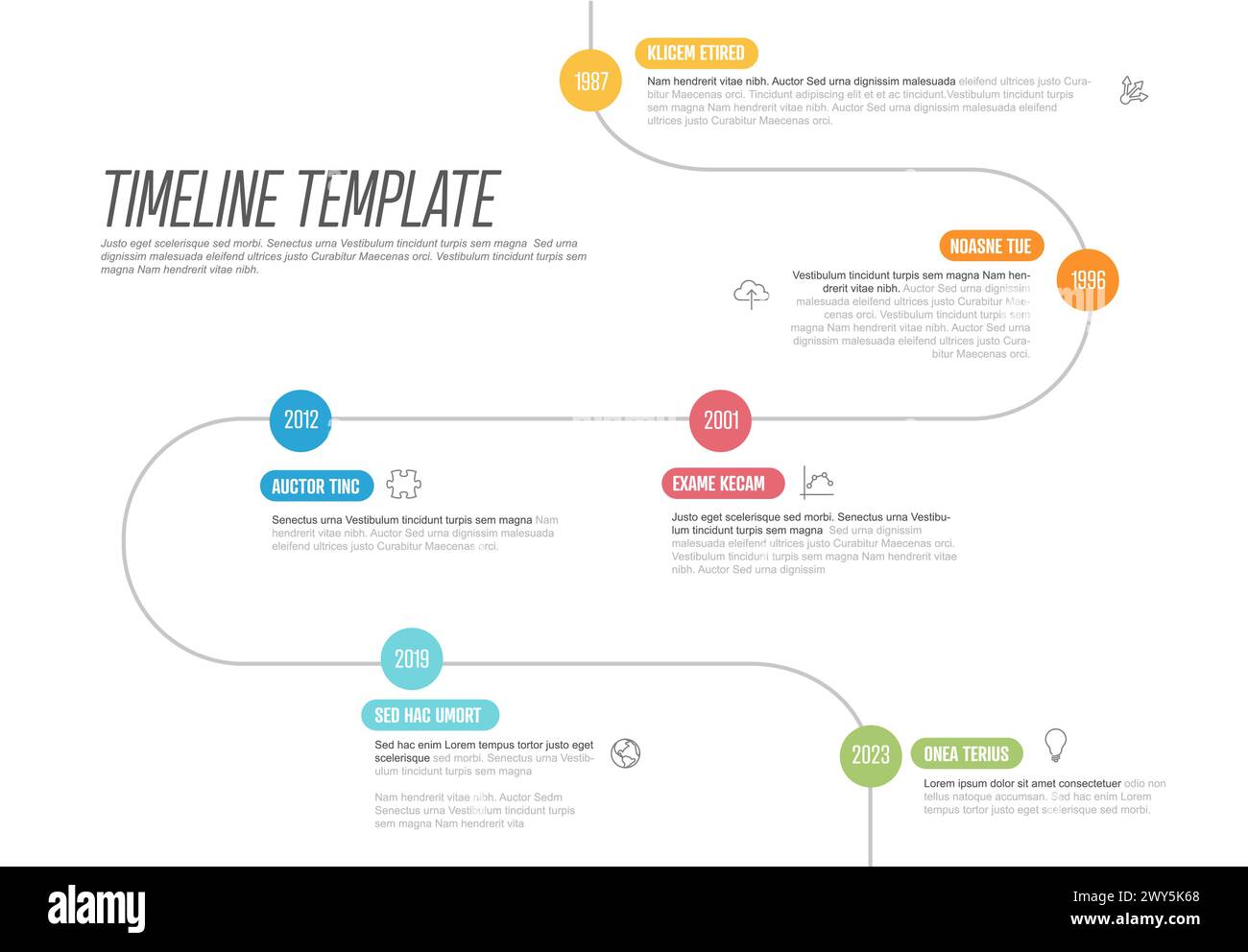 Vector Infographic Company Milestones curved Timeline Template with ...