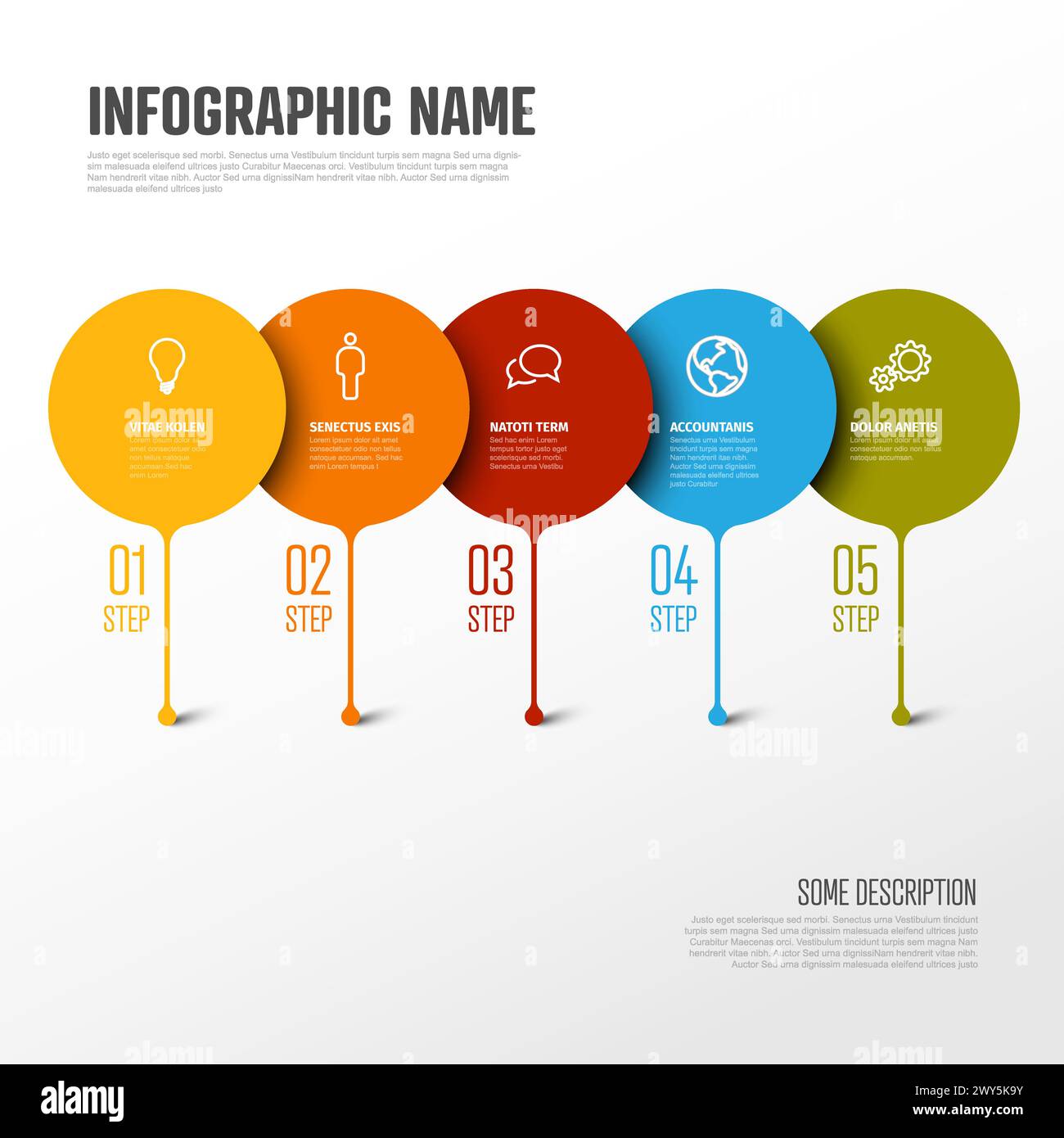 Colorful vector infographic report template with big droplet bubbles ...