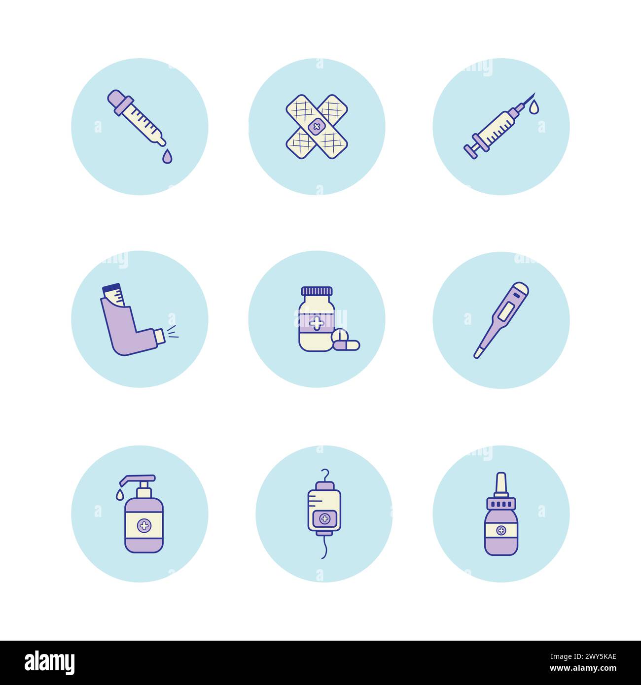 Cute Medical Icon Vector Pack. Flat Design Vector Set Stock Vector ...