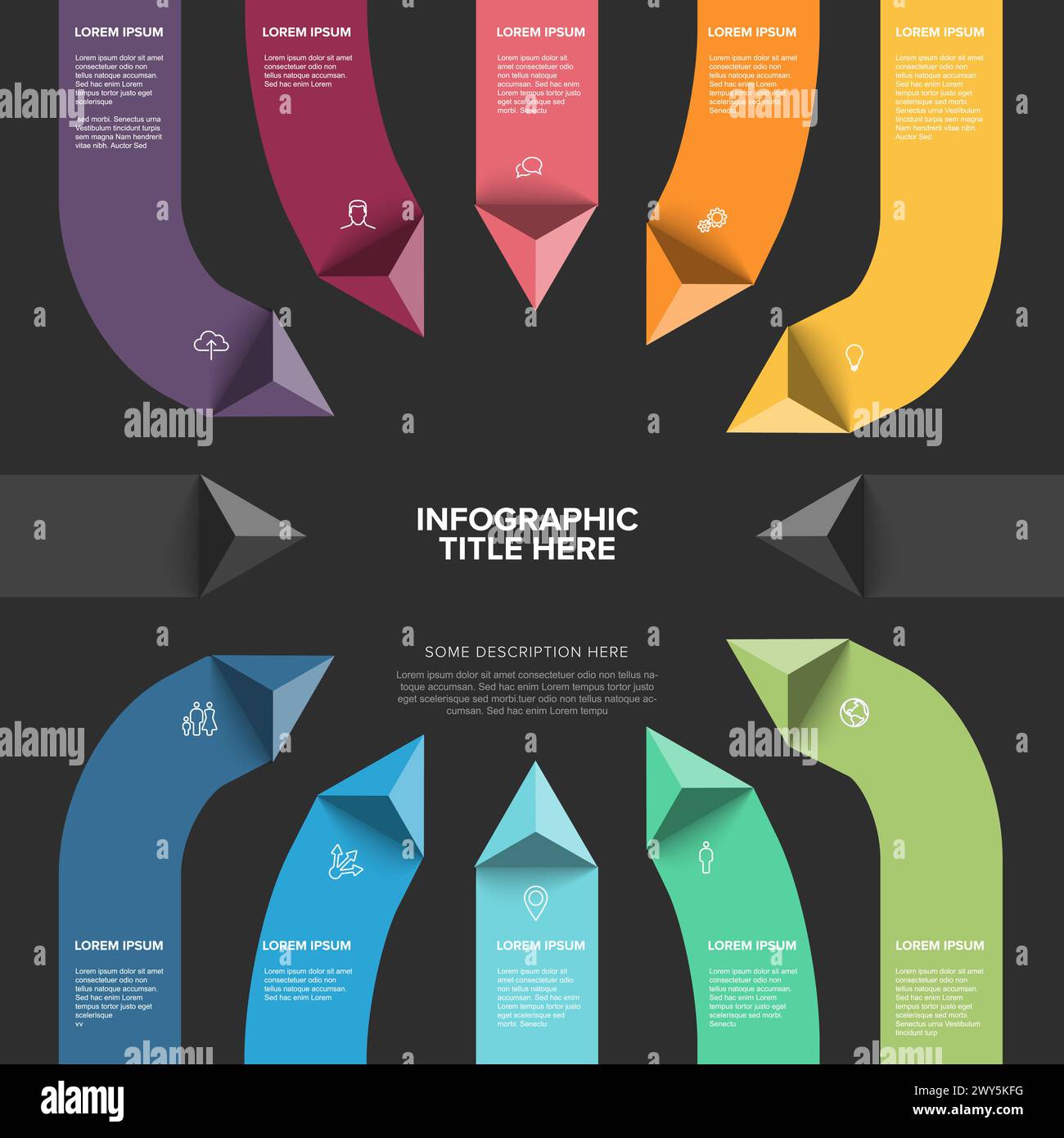 Vector dark multipurpose Infographic template made from title in big ...