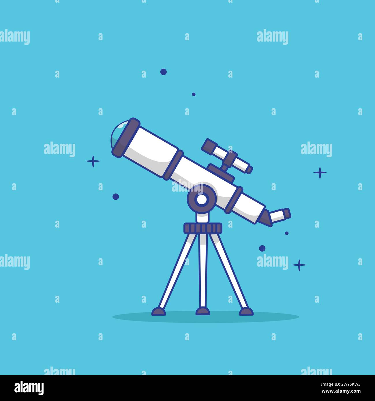 Telescope Vector Illustration with Stars Ornament. Telescope Isolated ...