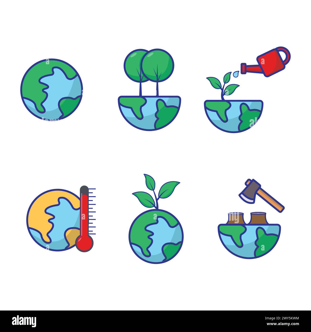 Sustainable Ecology Icons Set Vector Illustration. Eco friendly symbol pack Designed in Flat ...