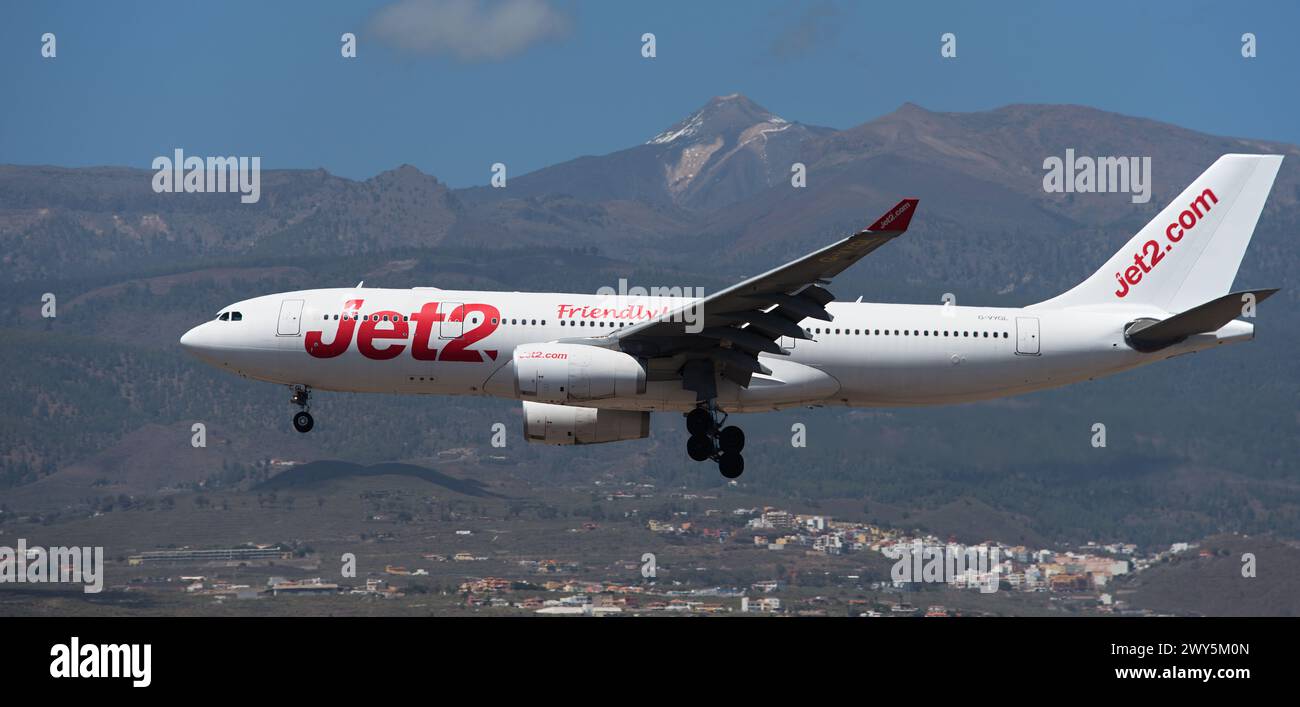 Tenerife, Spain March 30st, 2024. Airbus A330-243 Jet2 Airlines flies ...