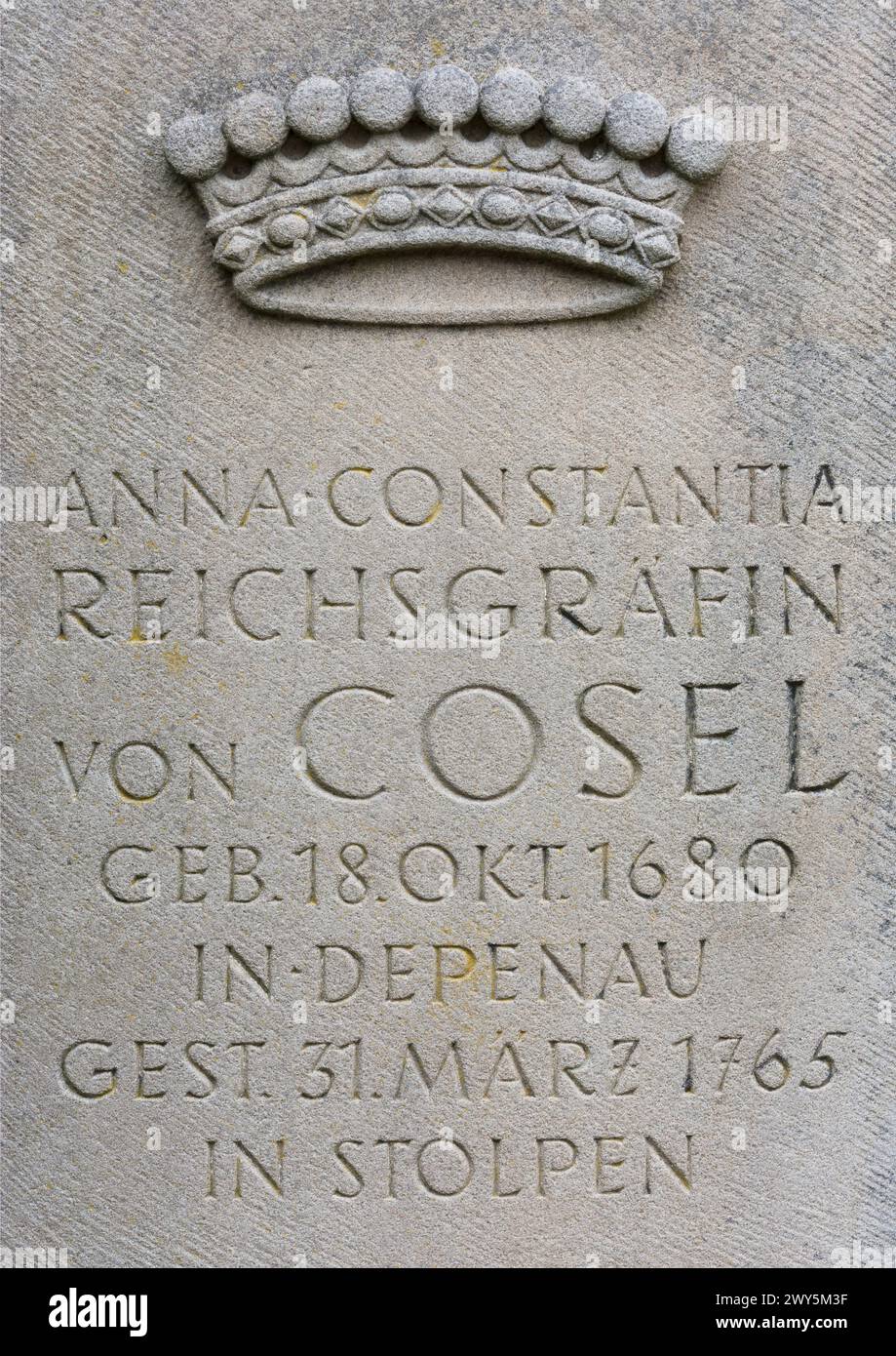 Gravestone of Countess Anna Constantia von Cosel, Germany Stock Photo ...