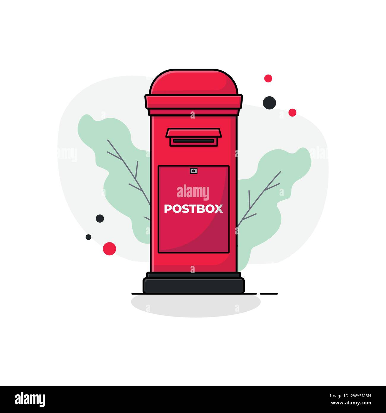 Red postbox vector illustration flat cartoon style design Stock Vector ...