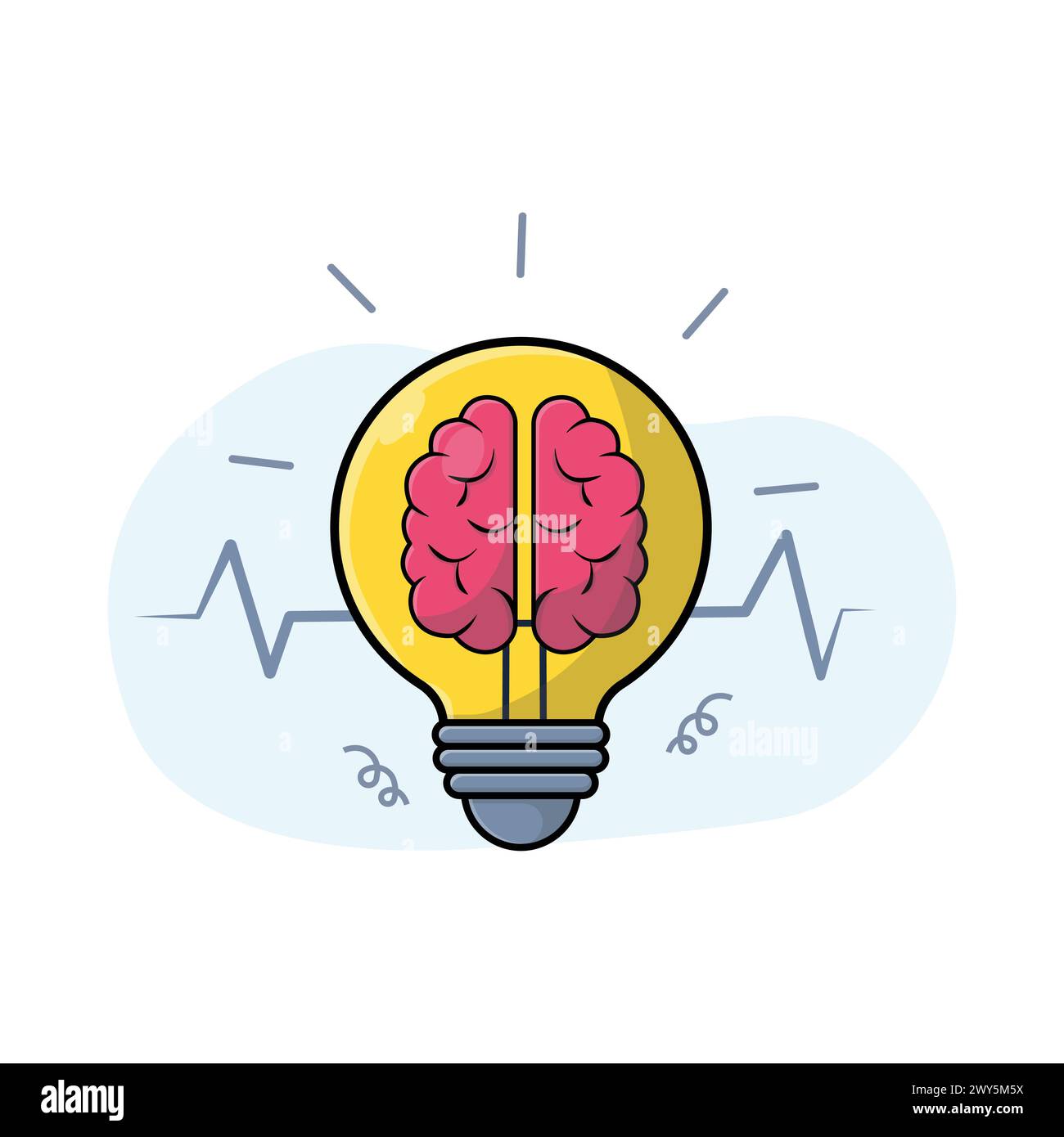 Light Bulb with a Brain Inside Vector Illustration. Brainstorming Concept Stock Vector Image ...