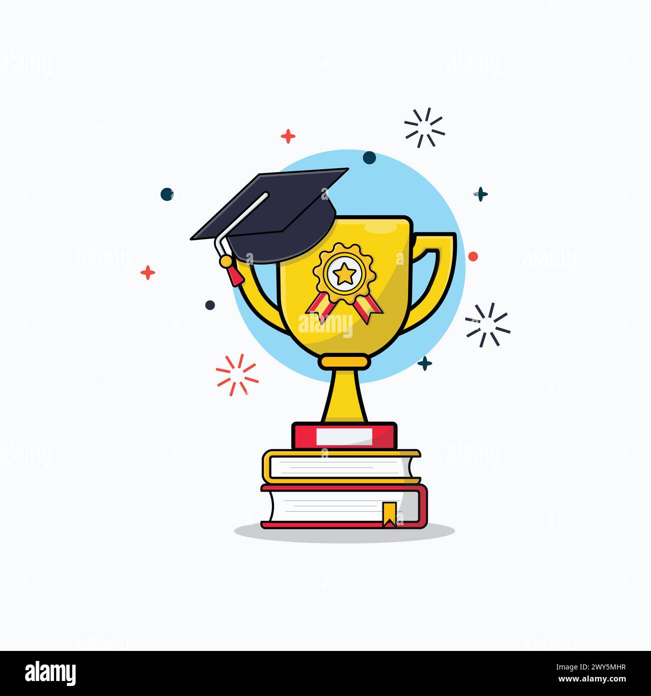 Trophy with Graduation Cap and Book Vector Illustration. Academic ...