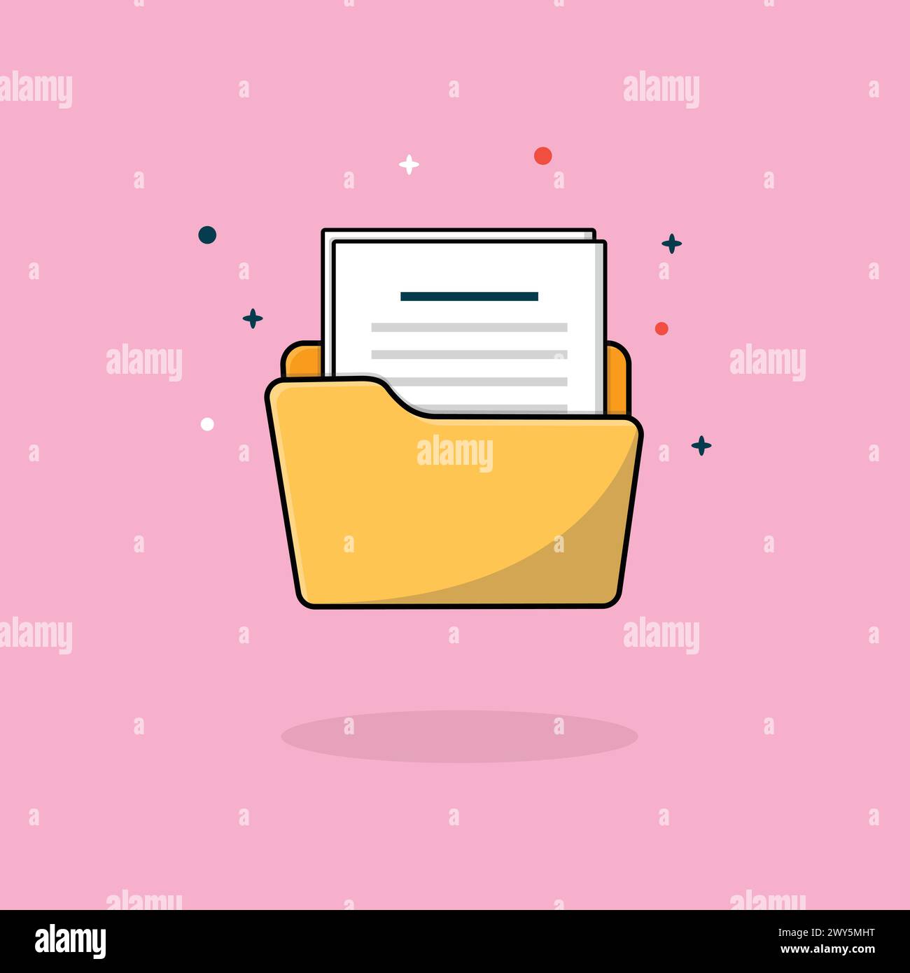 Folder with document Vector Illustration Stock Vector Image & Art - Alamy