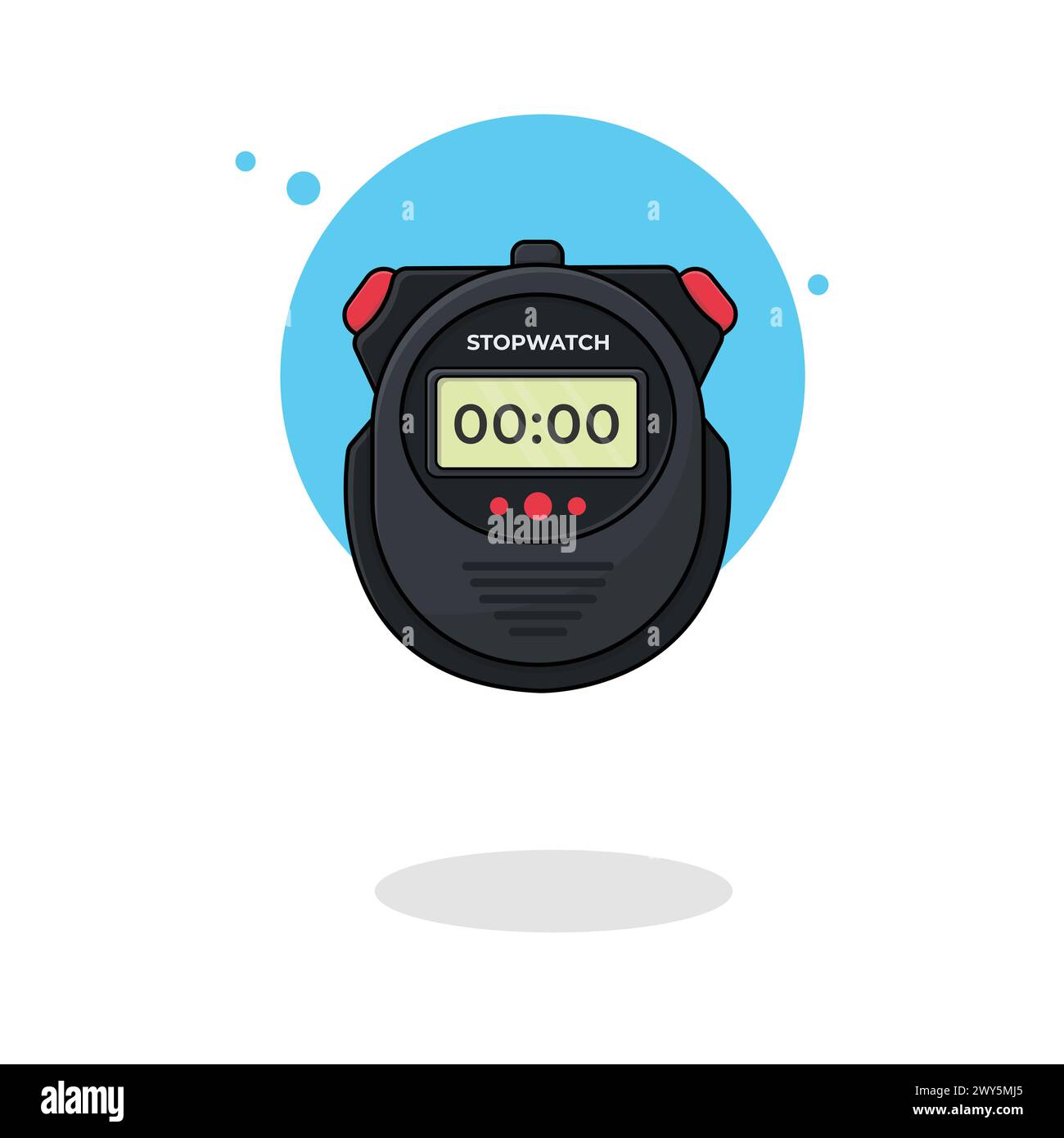 Modern digital stopwatch vector illustration flat cartoon style design ...