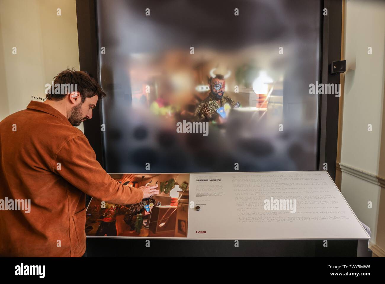 Somerset House London 04-April 2024 The wall mounted image is covered ...